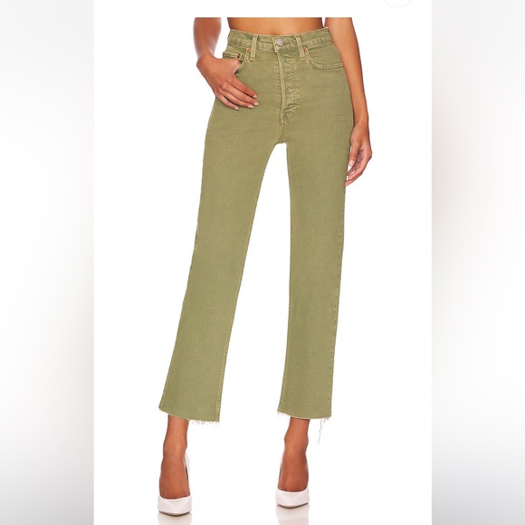 Re/Done | Jeans | Redone 7s Ultra High Rise Stove Pipe In Washed Sage ...